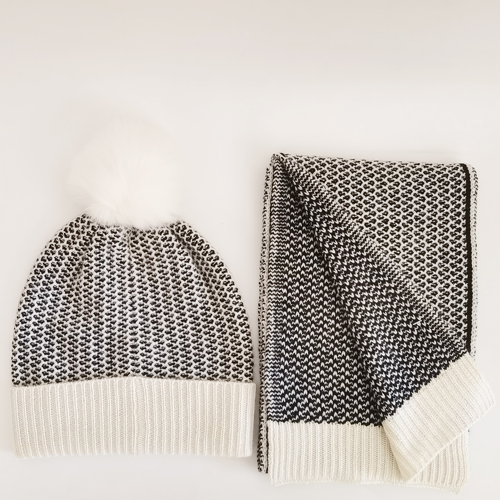 cashmere knit scarf beanie set for FW