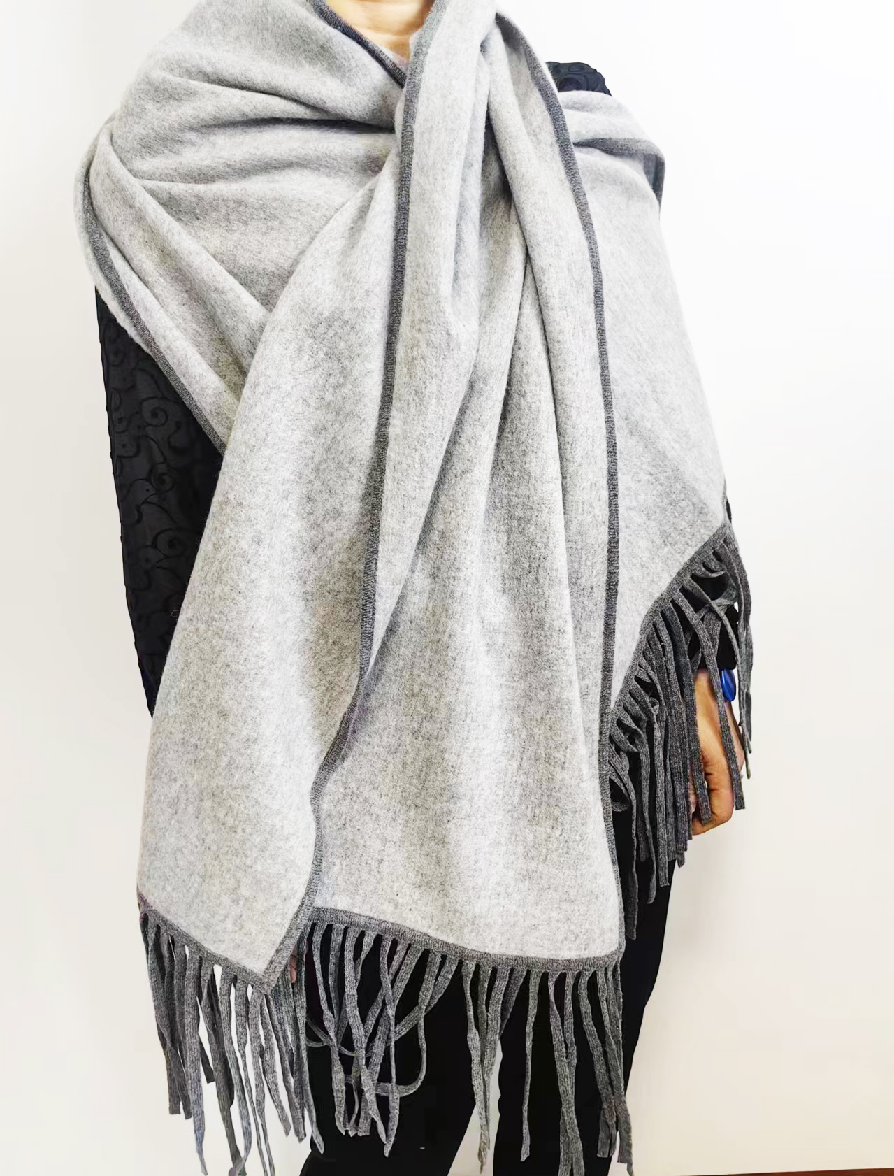 Fashion woven shawl with long fringe