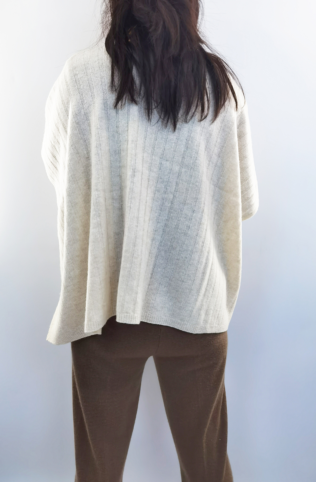 Women's Cashmere rib knit poncho