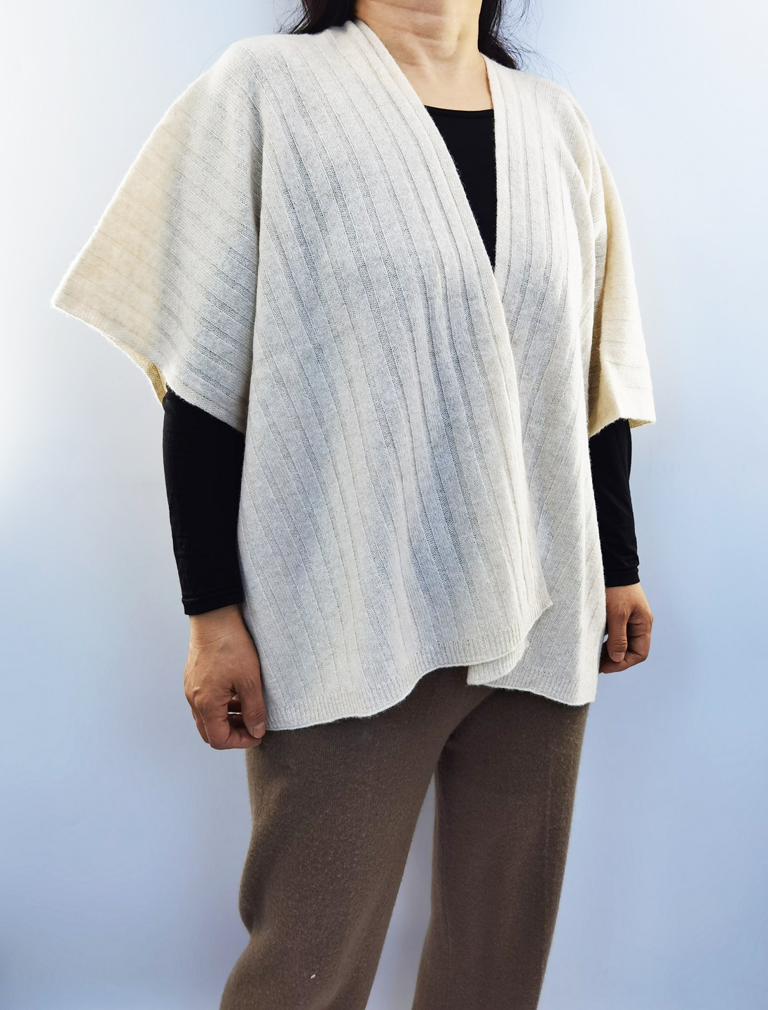 Women's Cashmere rib knit poncho