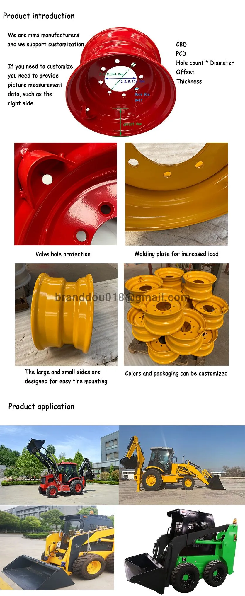 wheel loader rim 8.25x16.5 skid steer rims for 10-16.5 tyre