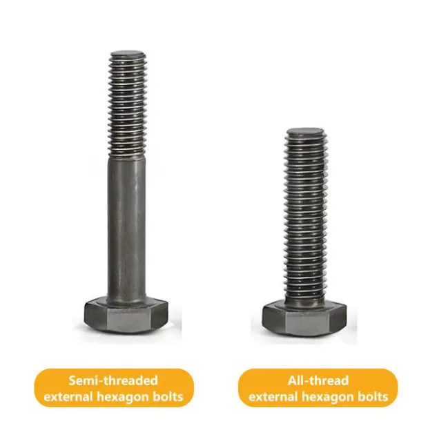 Grade 4.8 Hexagon Head Bolts Natural Color National Standard Hex Bolts Carbon Steel Half Full ...