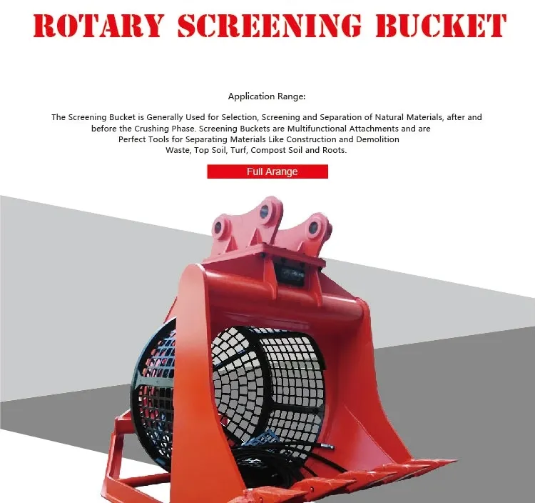 Rotary Sorting Bucket Screen Crushing Bucket for Excavator