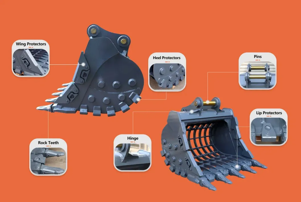 Heavy Duty Excavator Rock Bucket Sieve Skeleton Bucket