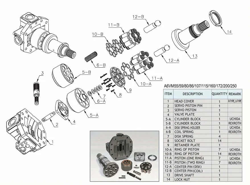 A6VM107 Rexroth Hydraulic Piston Motor Parts