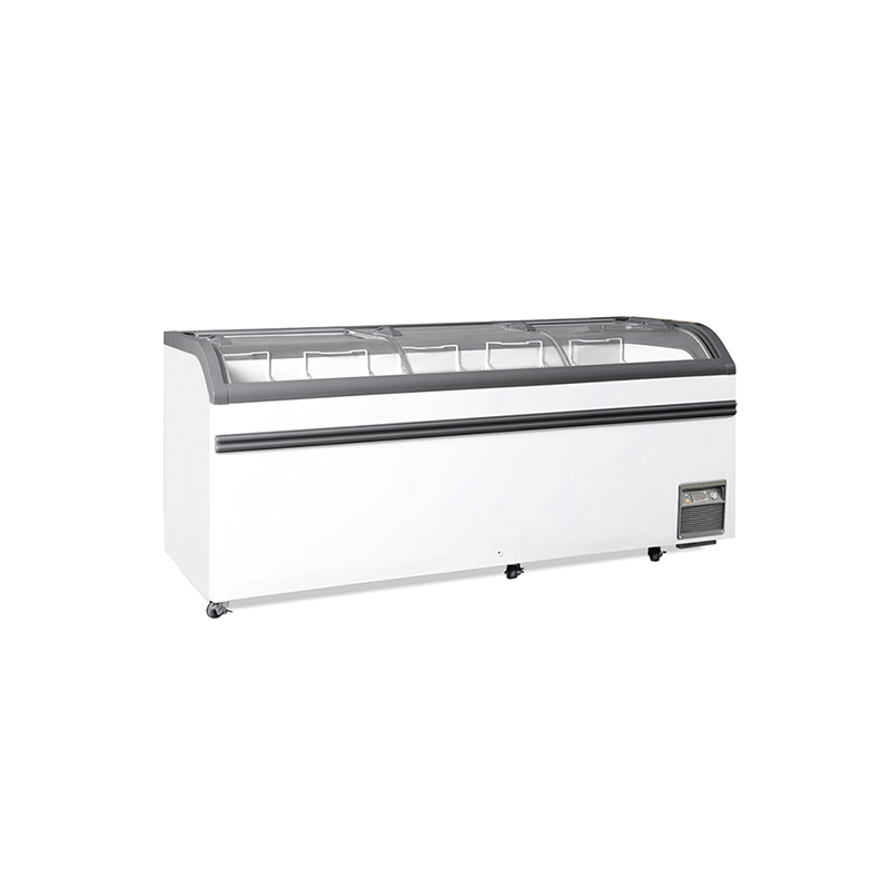 548L Suppermarket Freezer / Curved Glass Door Island Freezer