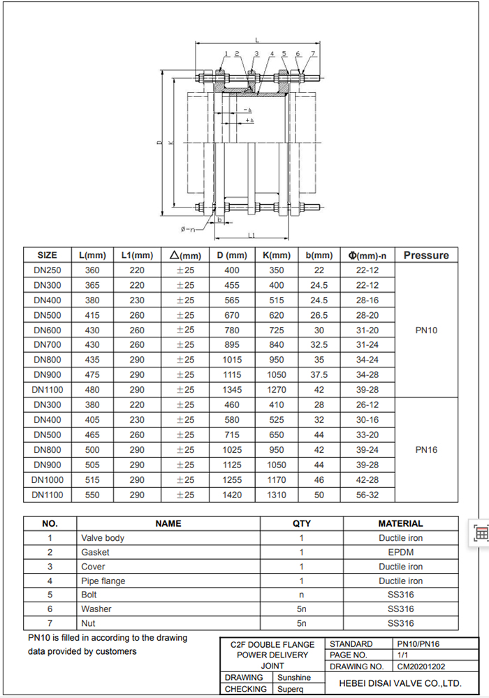 DI Dismantling Joint - DISAI VALVE