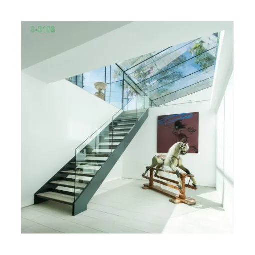 double stringer steel staircase with concealed tread step