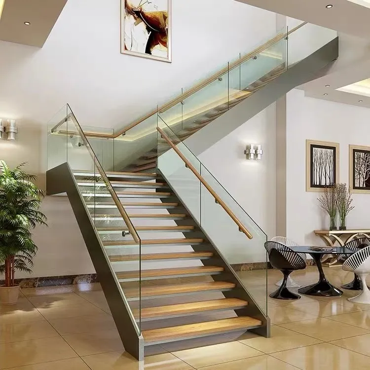 double stringer steel staircase with concealed tread step