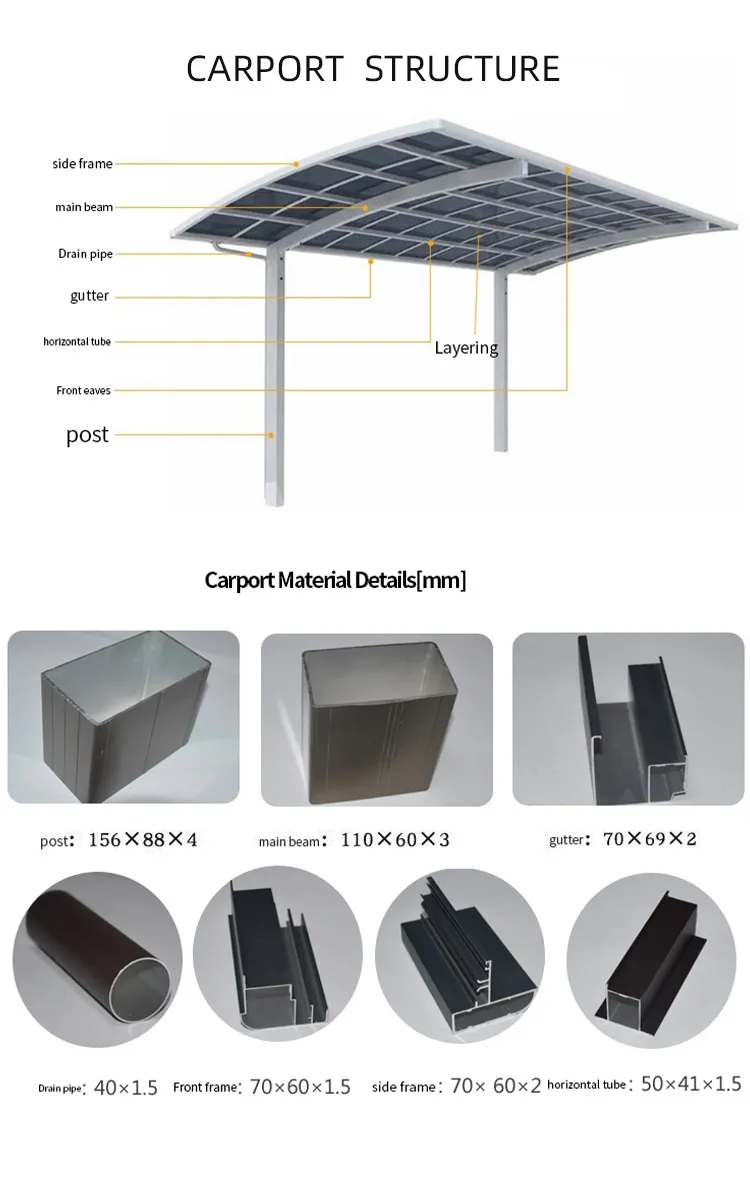 Aluminum Carports for residential and commercial parking lot