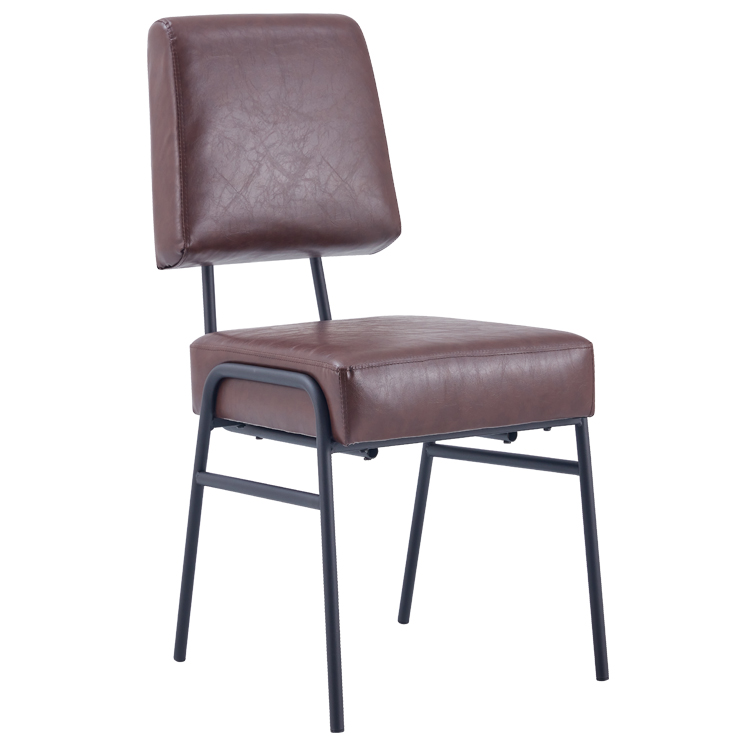 Retro coffee color faux leather dining chair