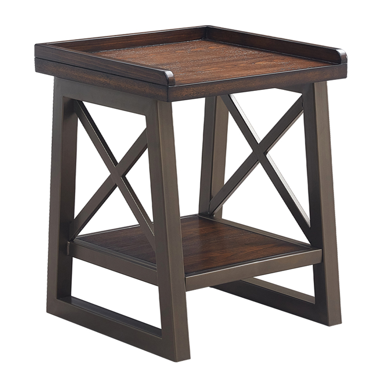 Two layers wooden top side table
