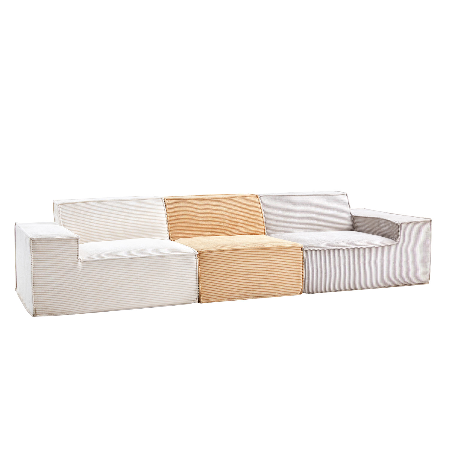 Three-seater modular compression sofa