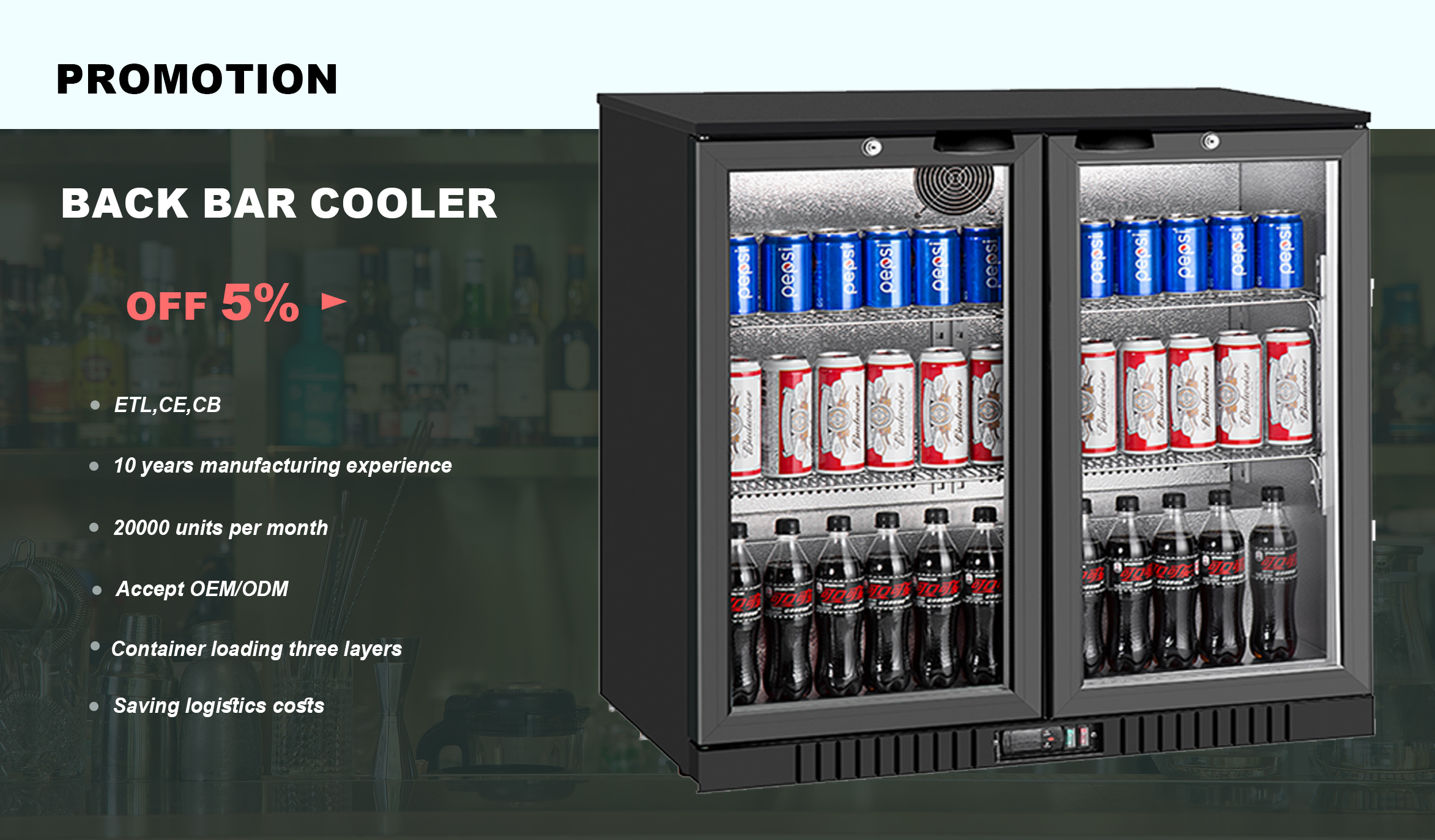 Commercial Fan Cooling Mini Bar Under Counter Chiller