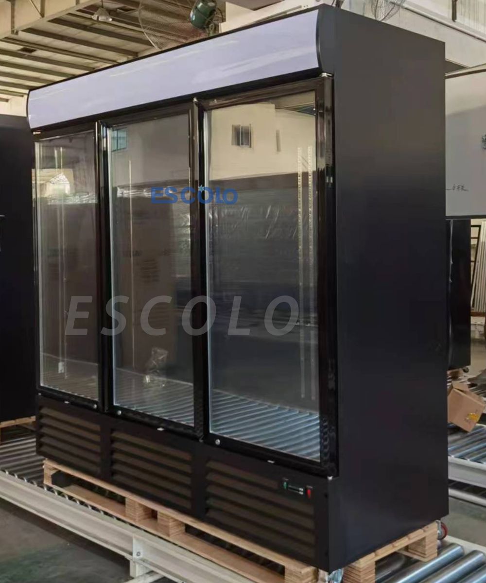 3 doors vertical commercial display refrigerator freezer