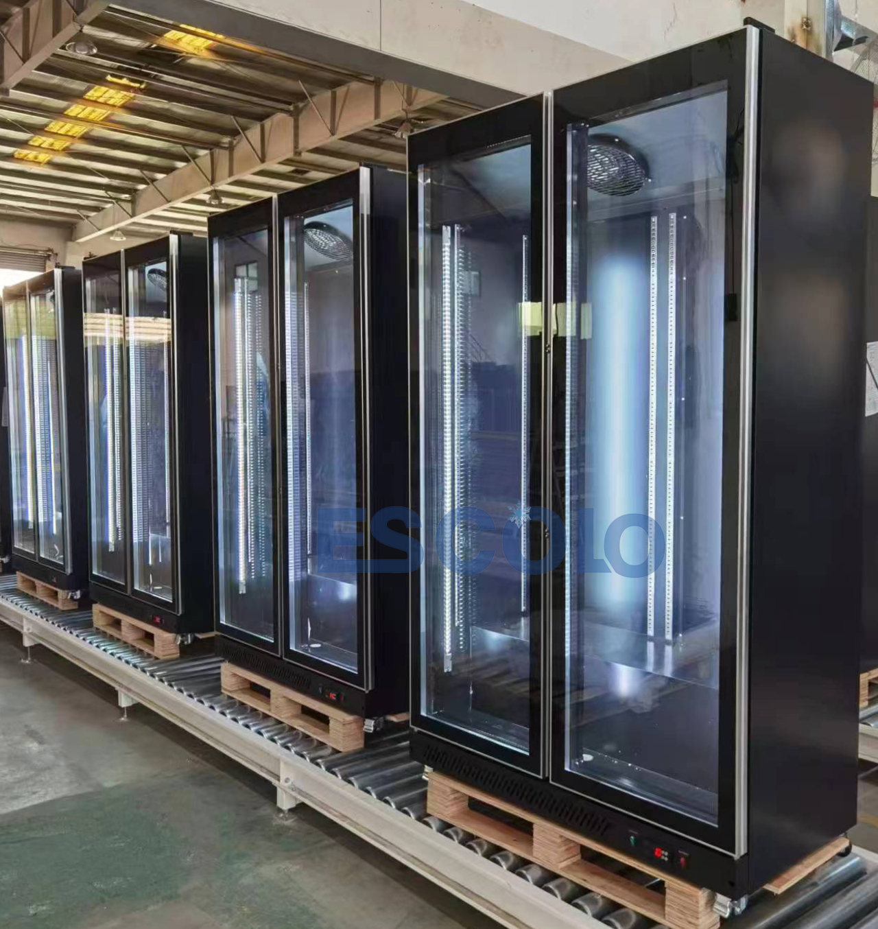 double door upright glass door refrigerator equipment