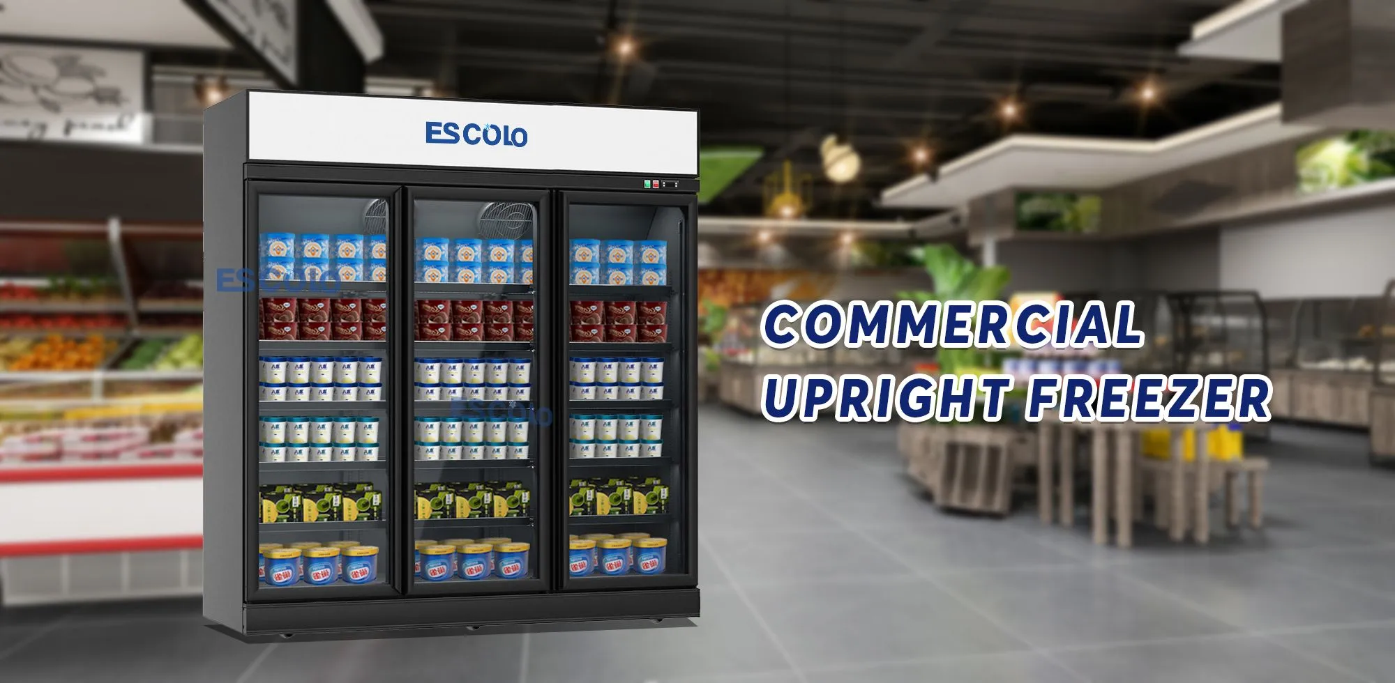 Supermarket 3-Doors Ice Vertical Display Freezer