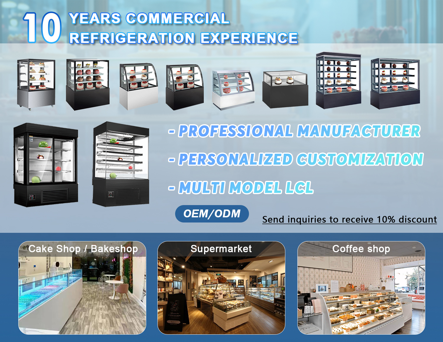 Bakery Shop 4-Layer Glass Display Cake Chiller