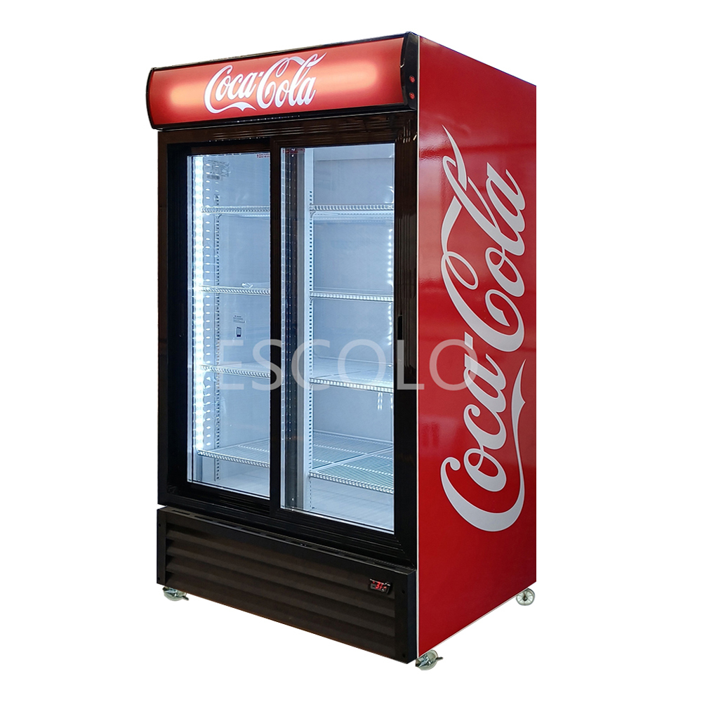 double door vertical commercial display cooler