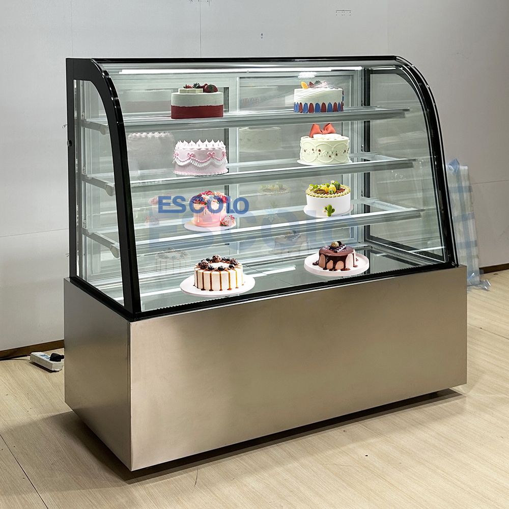 curve cake display cabinet with marble base