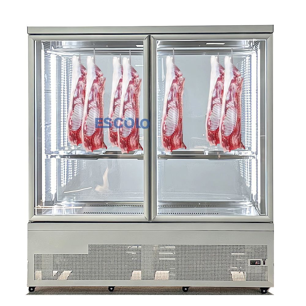 Hanging meat display refrigerator