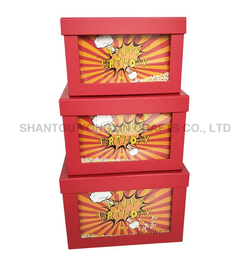 Set of Three Piece Display Box Happy Birthday Gift Box