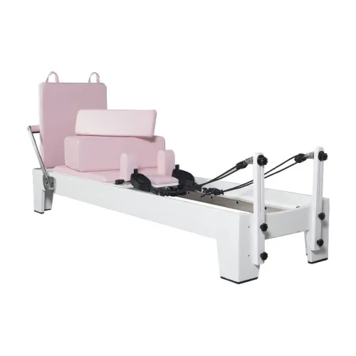 White Painted Oak Pink Pilates Equipment
