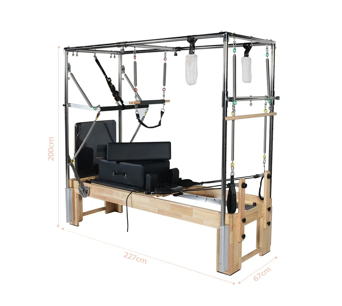Wood Pilates Reformer with Full Trapeze