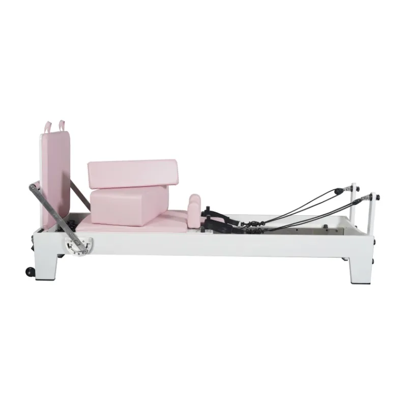 White Painted Oak Pink Pilates Equipment