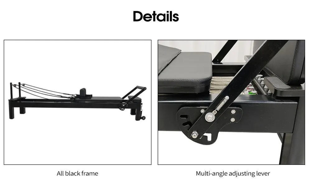 Black Pilates Reformer - Aluminium Alloy Pilates Machine