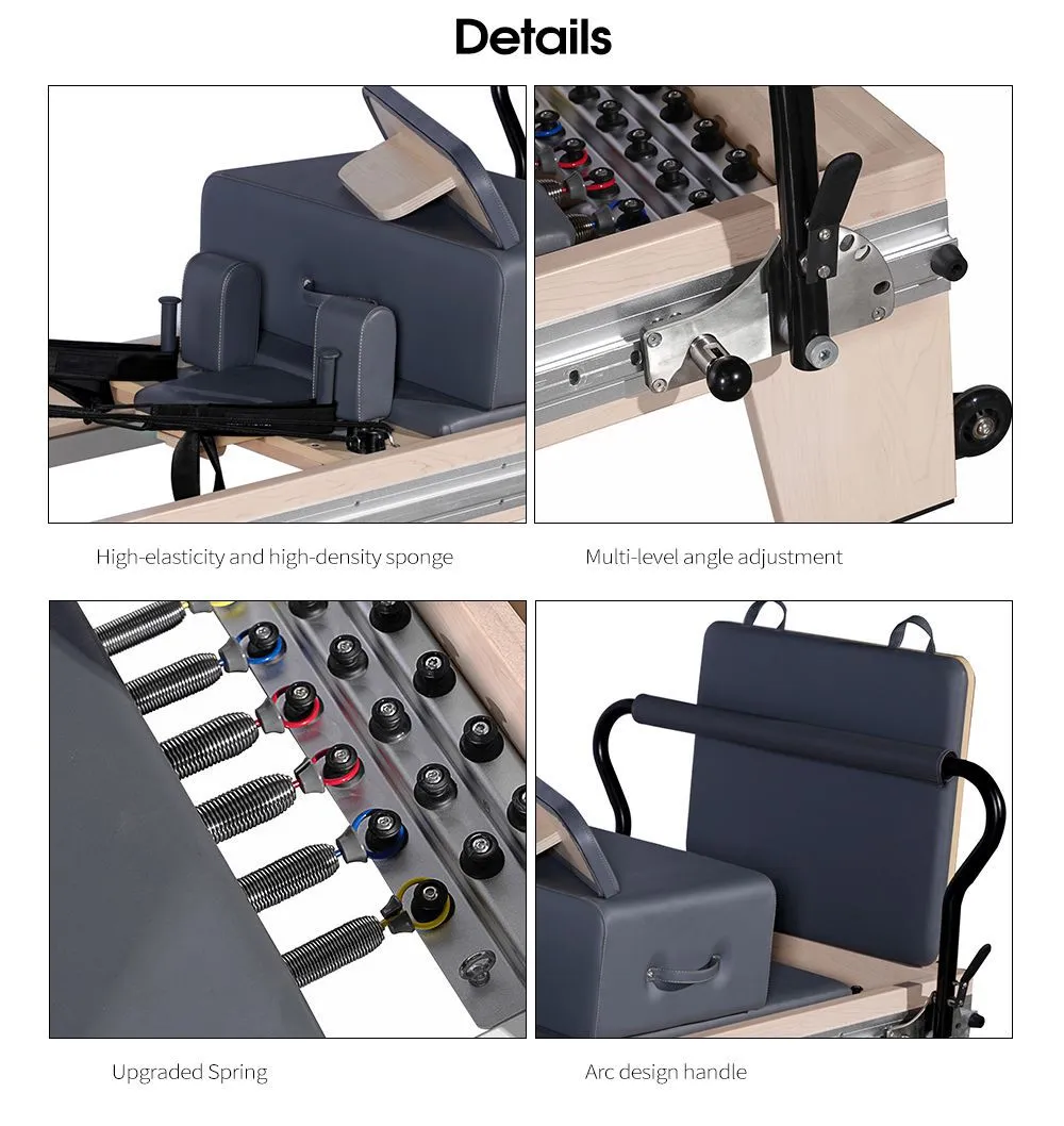 Premium Full Track Wood Pilates Reformer for Ultimate Home Workouts