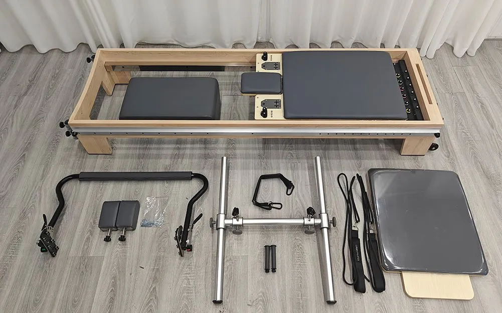 Premium Full Track Wood Pilates Reformer for Ultimate Home Workouts