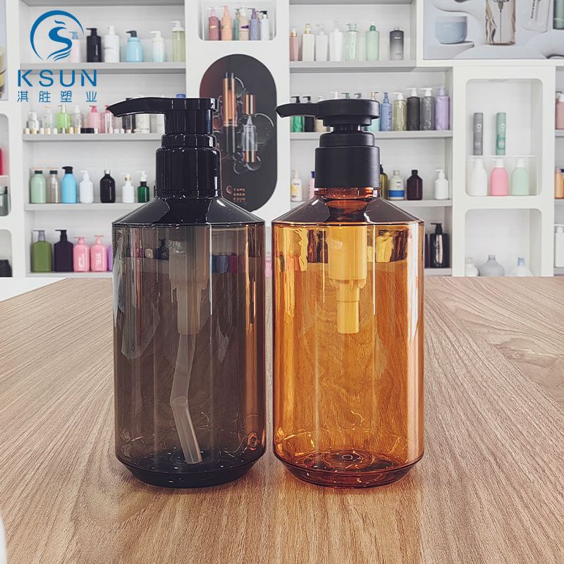 Shampoo Bottles,Custom 420ml Amber Transparent PETG Shampoo Bottles