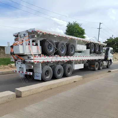 3 & 4 Axle Flatbed Trailer| HOWO Flatbed Trailer For Cargo And ...