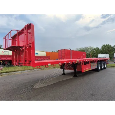 3 & 4 Axle Flatbed Trailer| HOWO Flatbed Trailer For Cargo And ...