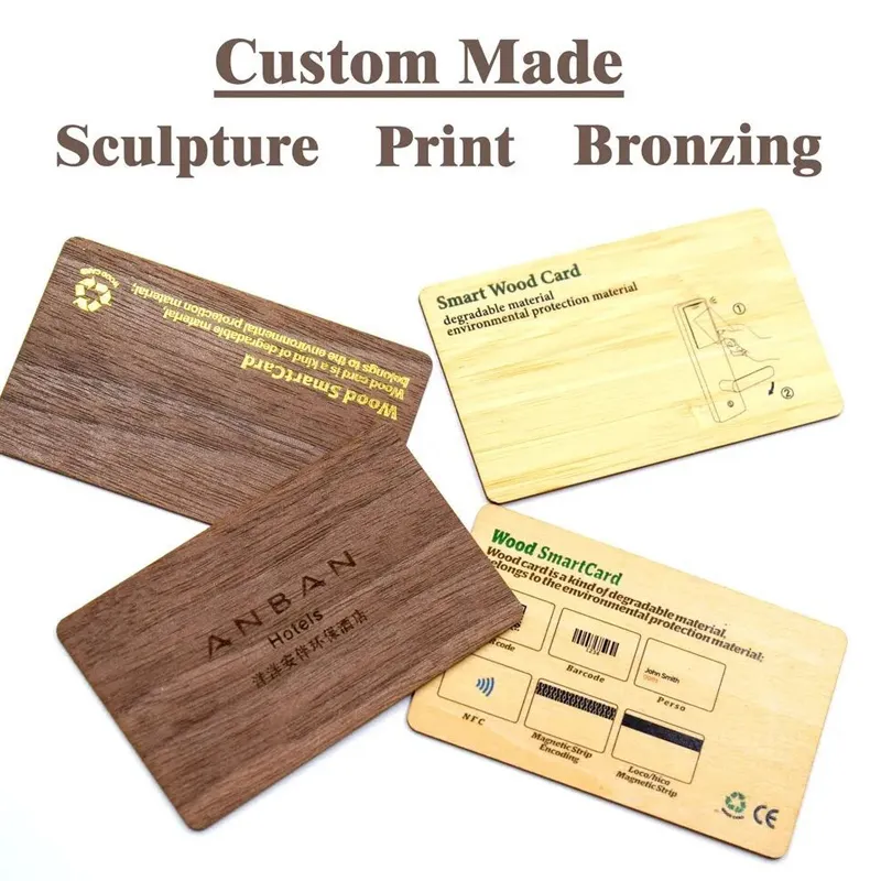 Mifare 1K Sustainable Wooden RFID Key Cards For Hotel