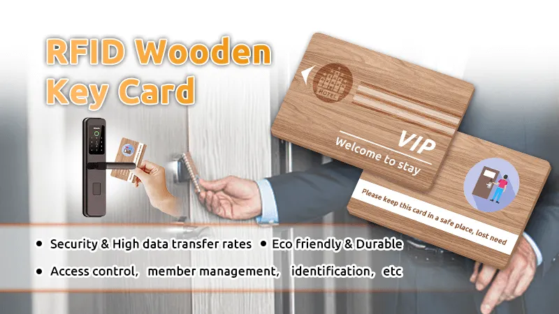 Mifare 1K Sustainable Wooden RFID Key Cards For Hotel
