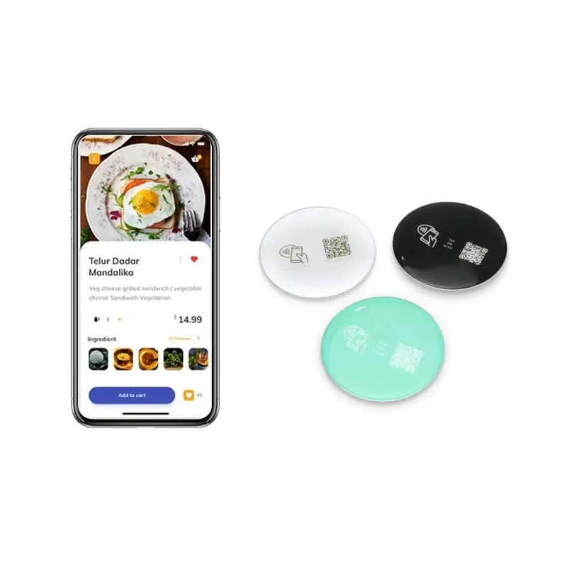 NFC Menu Tag | Restaurant Round Smart Color Printing | China RFID Factory