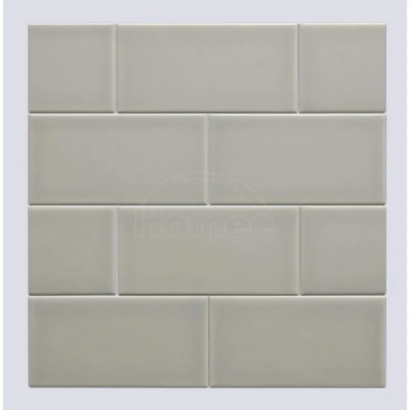 Smoke Grey Crackled Beveled Subway Tile