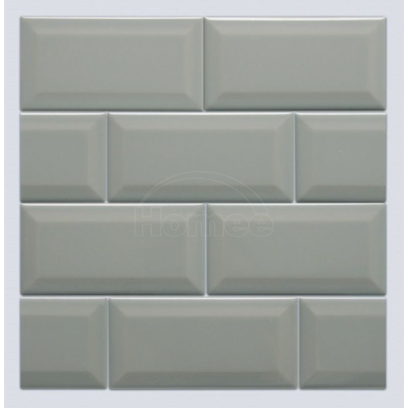 Smoke Grey Crackled Beveled Subway Tile