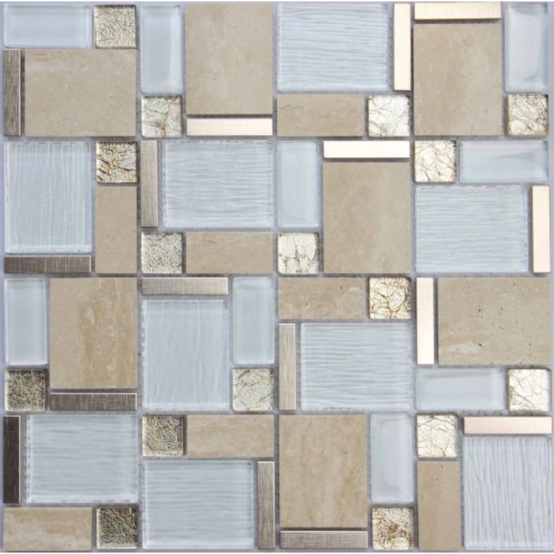 mesh mounted tile,glass mosaic tile,glass and metal