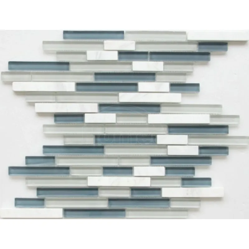 marble linear,glass mosaic wall tile, linear staggered