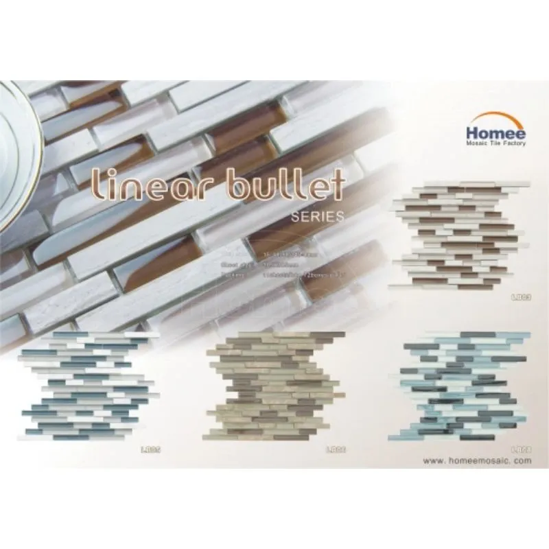 marble linear,glass mosaic wall tile, linear staggered
