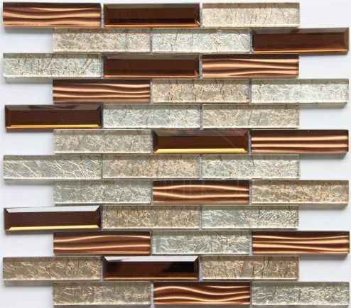 Brown Glass Linear Wall Backsplash Tile