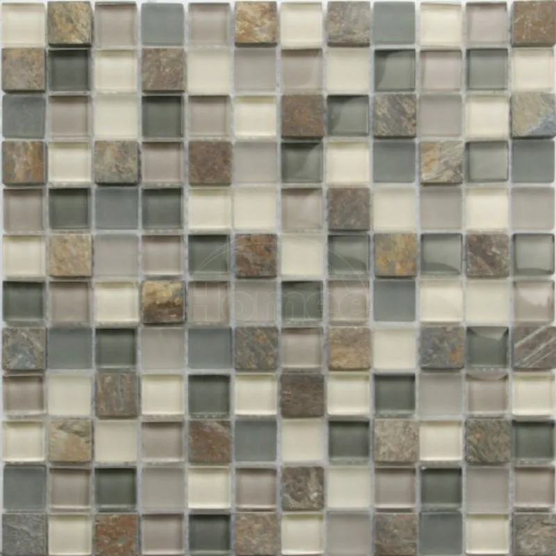 Gray Silver 12" X 12" Square Glass Mosaic Tile