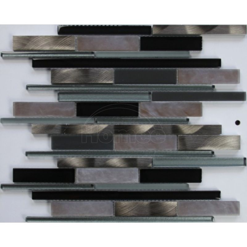 Brown Metal Glass Mixed Mosaic Kitchen Backsplash Tile