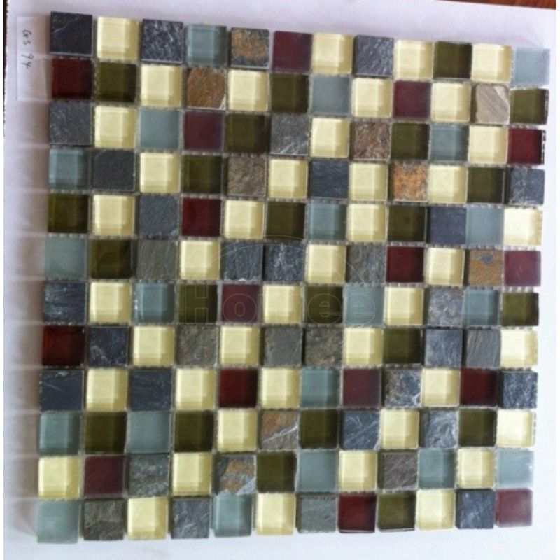Slate and Glass Blend Mosaic Tile