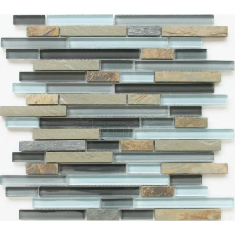 Bliss Bamboo Glass Stone Linear Blend Mosaic Tile