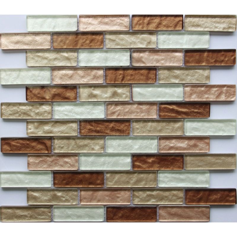 Cold Spray Beige and Brown Glass Mosaic Tiles