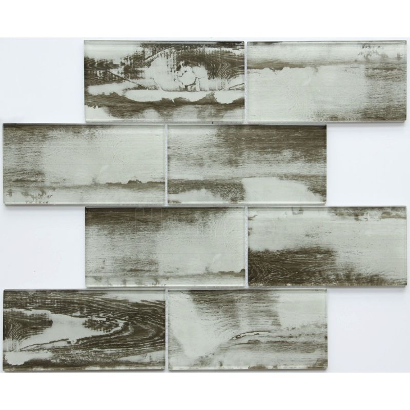 Wood Look Subway Glass Backsplash Wall Tiles